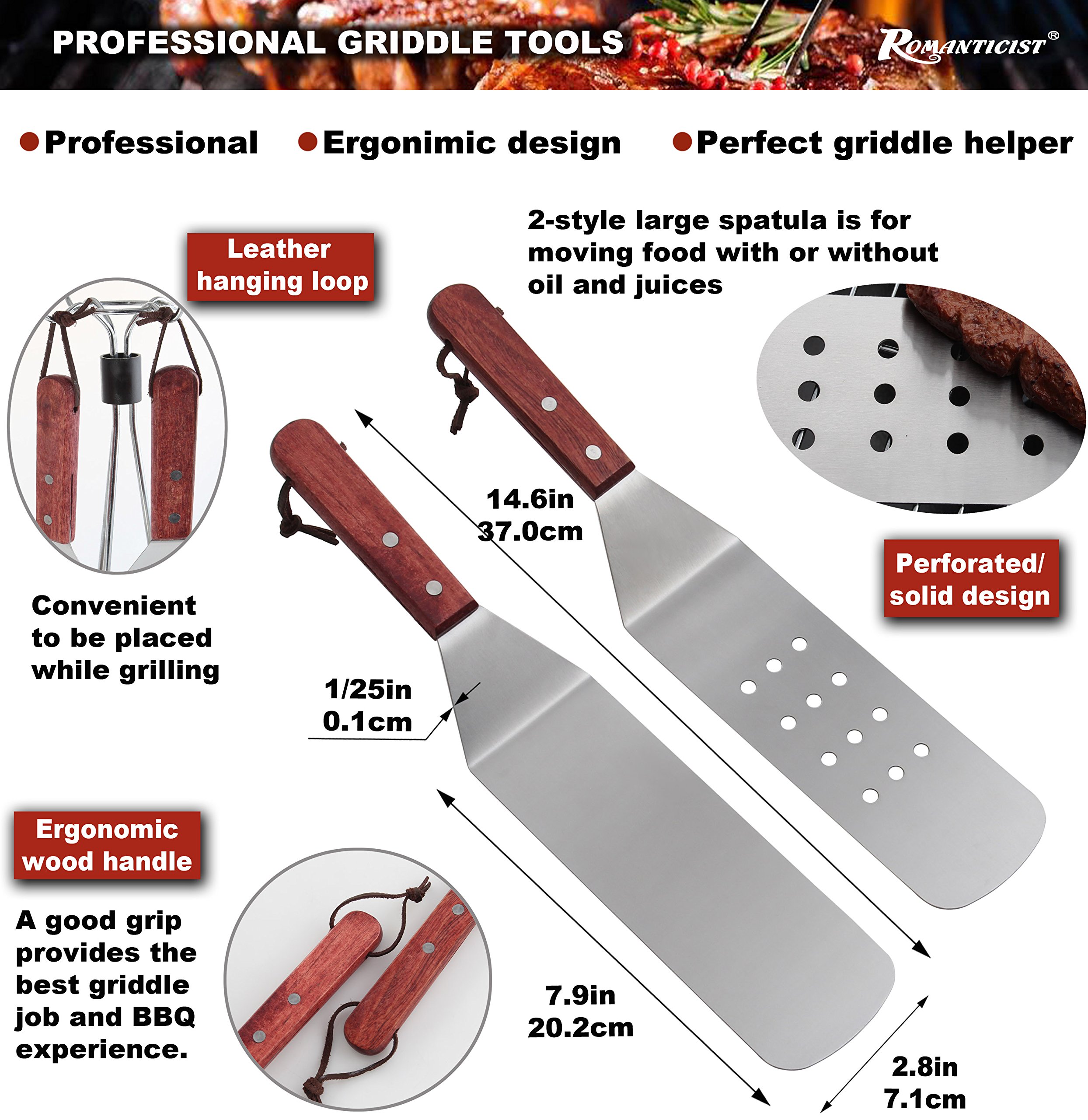 ROMANTICIST 8Pc Professional BBQ Griddle Accessories Kit in Gift Box ...