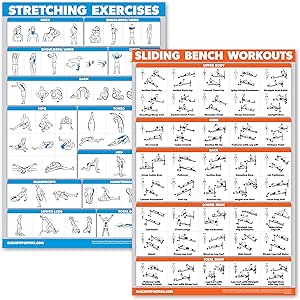 Amazon.com: 2 Pack - Stretching Exercises and Sliding Bench Workout ...