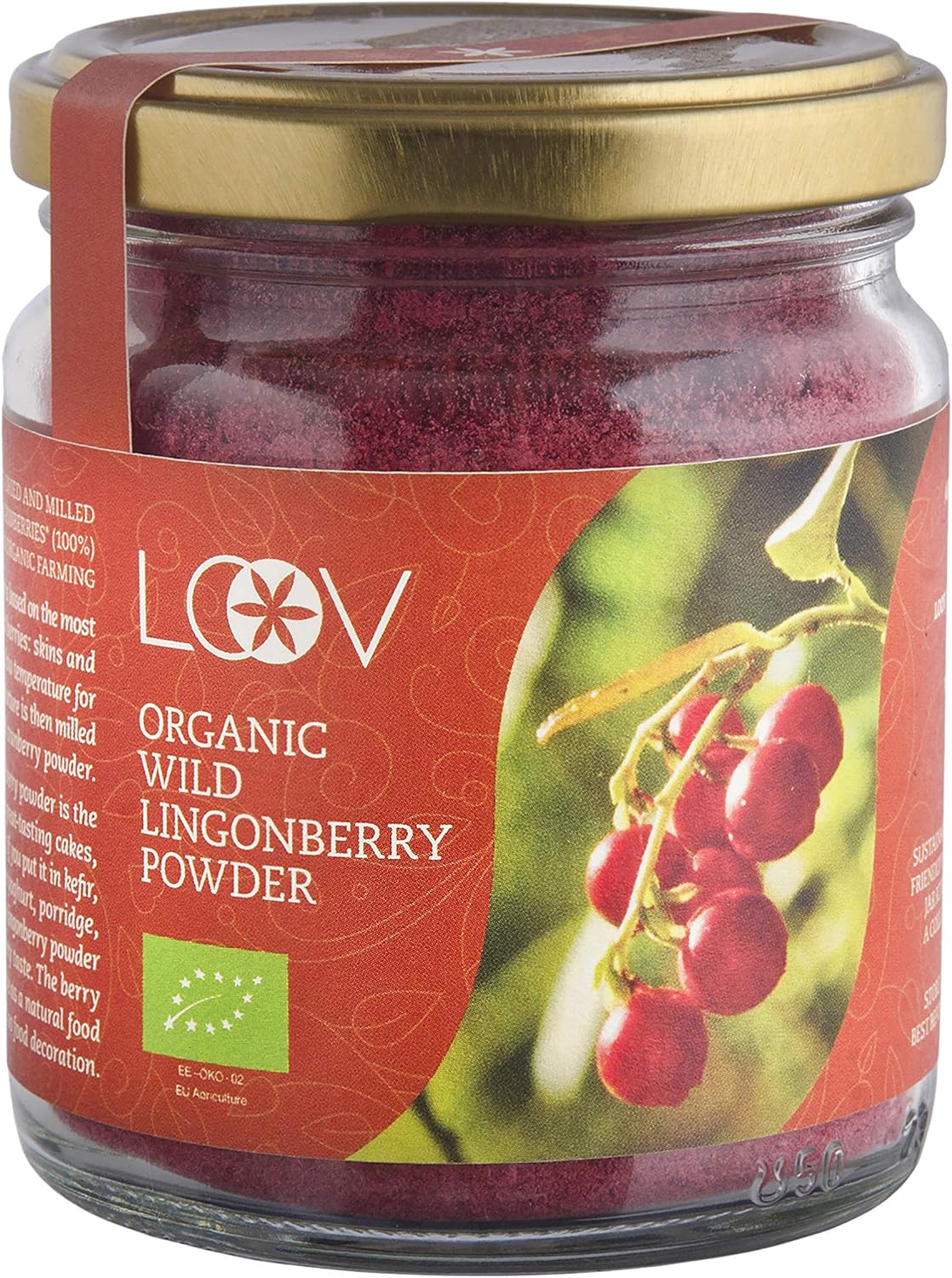 LOOV Wild Organic Lingonberry Powder (Pomace Powder), 100 g, Made from ...