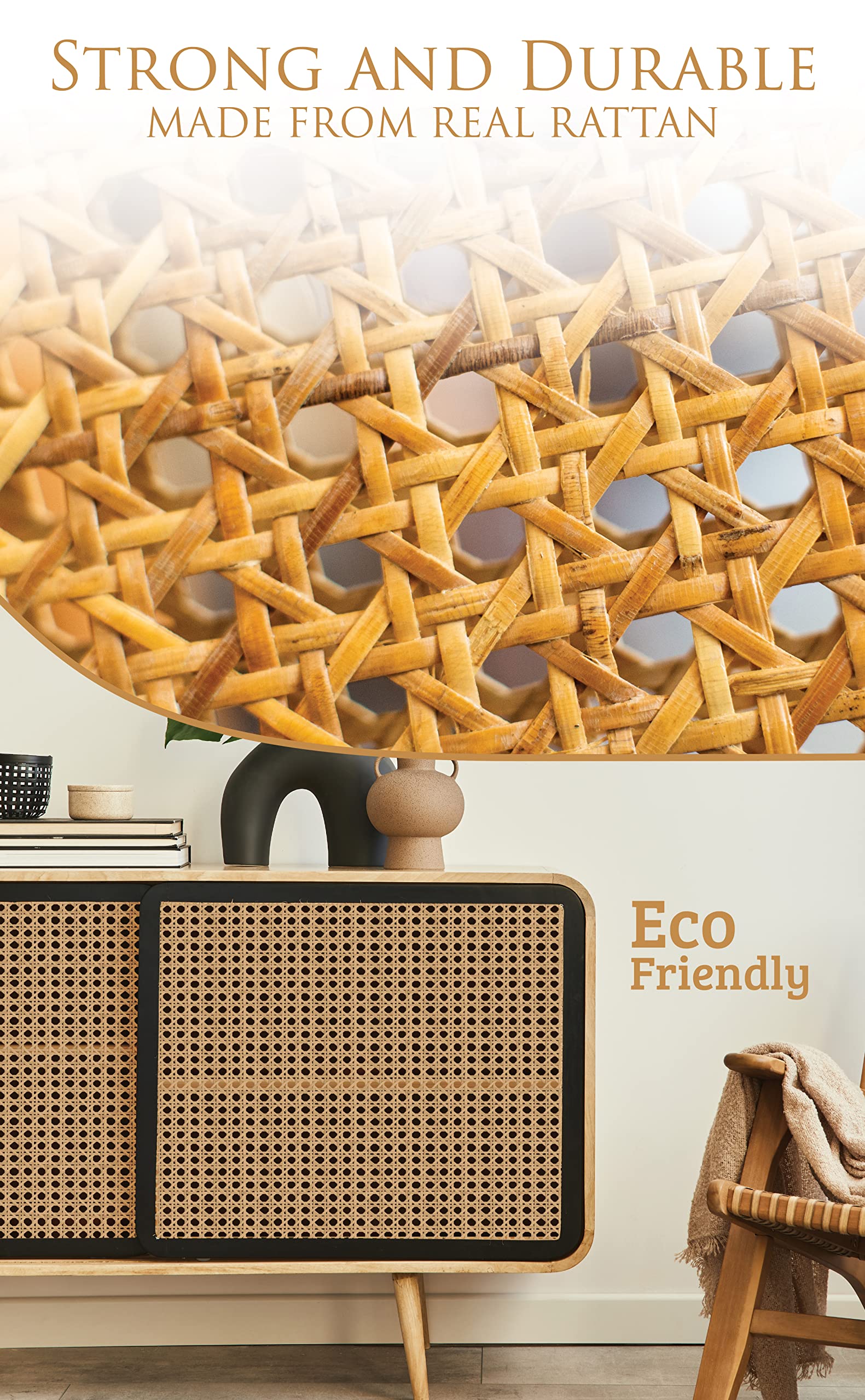 Mua Rattan Cane Webbing Roll 24 Inch Width x 72 Inch Length, Open Weave ...