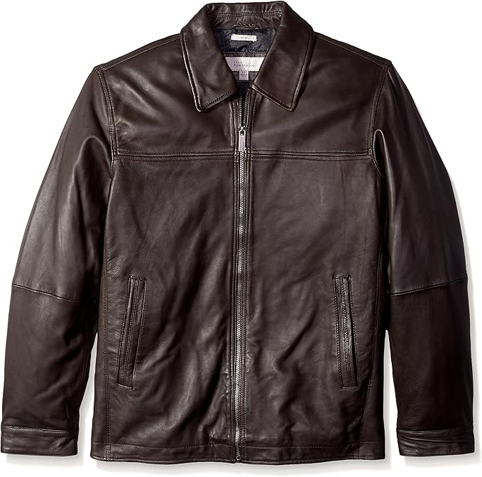 Amazon.com: Perry Ellis Men's Size Tall Lamb Leather Classic Jacket ...