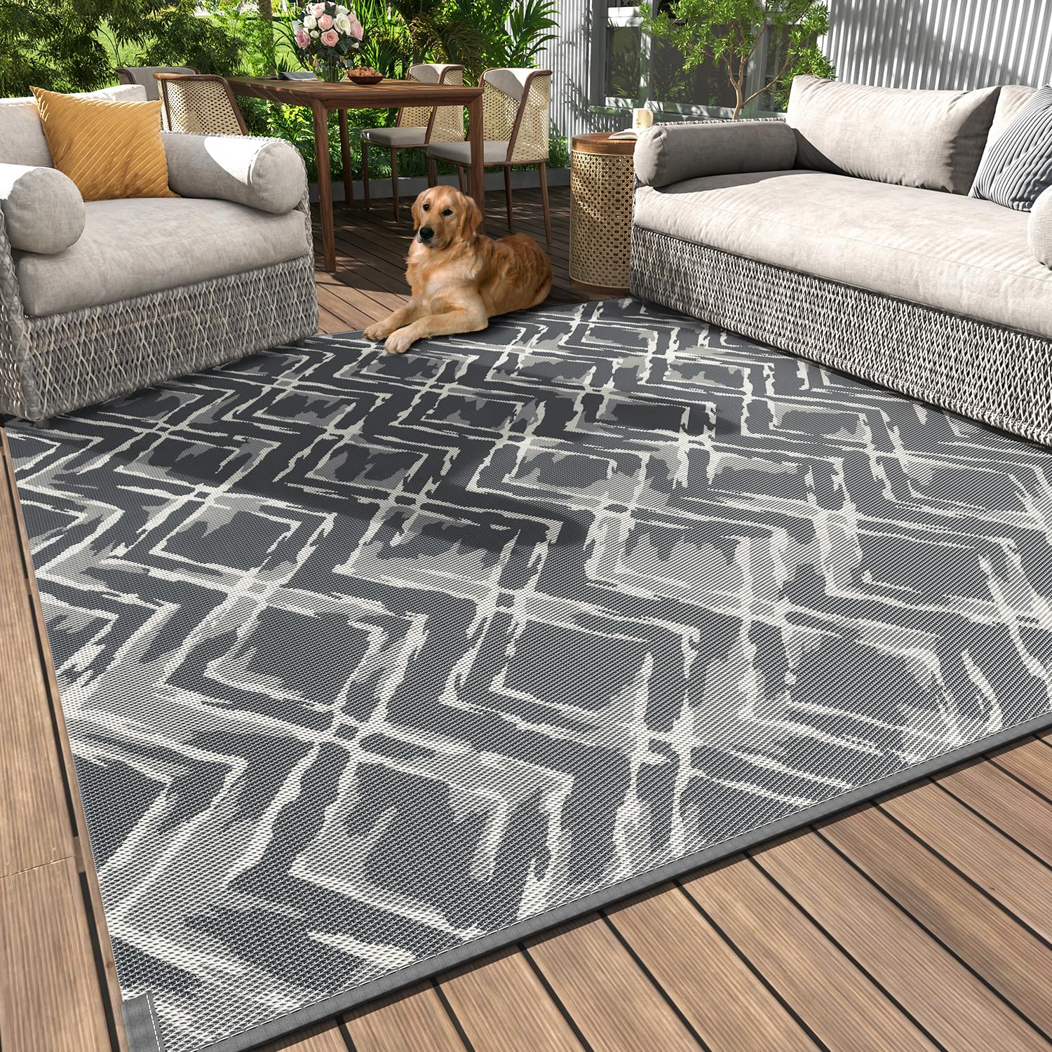 MontVoo Outdoor Rug Waterproof-Patio Rug Mat 5x7 Outdoor Carpet ...