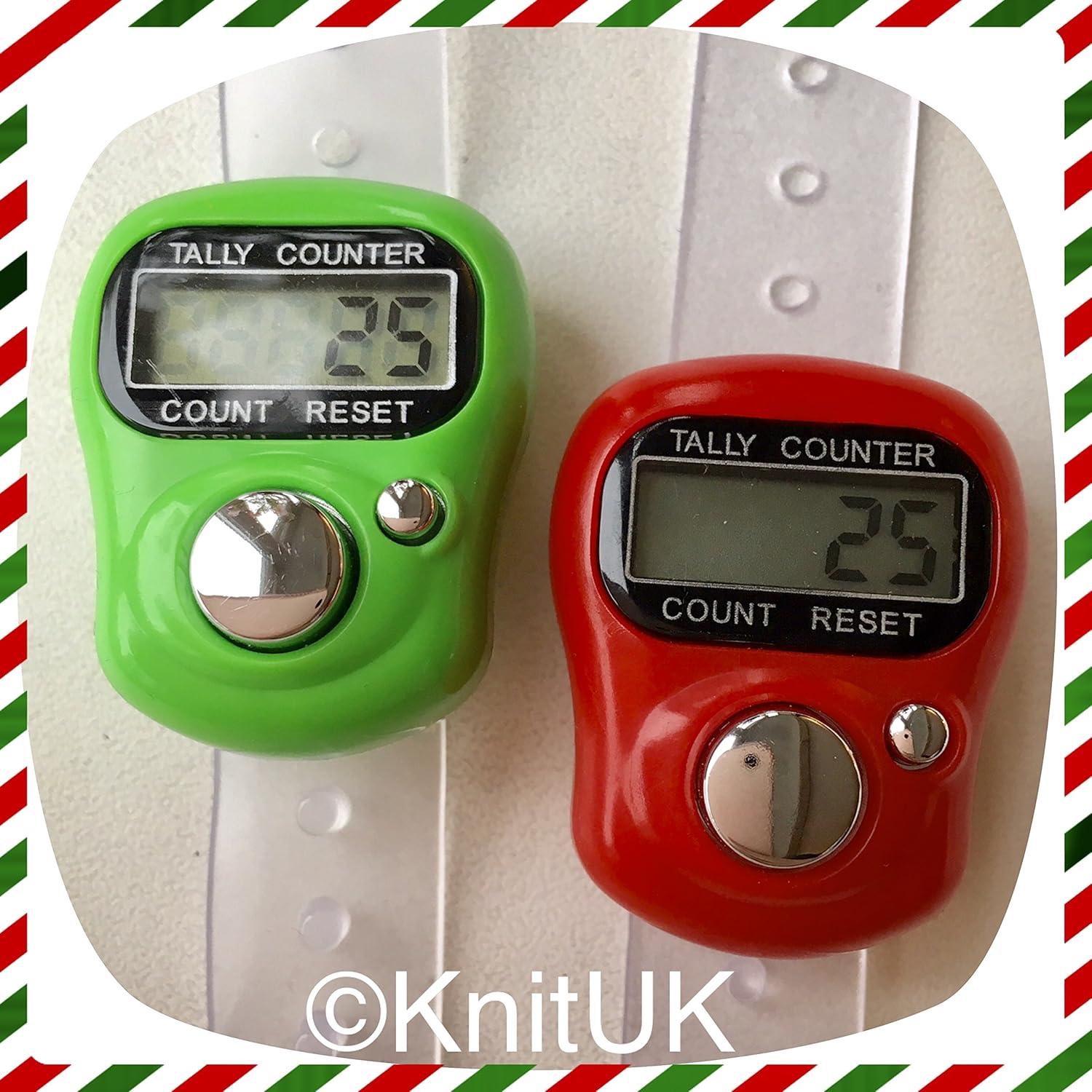 Tally Counter - LCD (Finger-Held). 2 Pack. Green & Red Digital Knitting ...