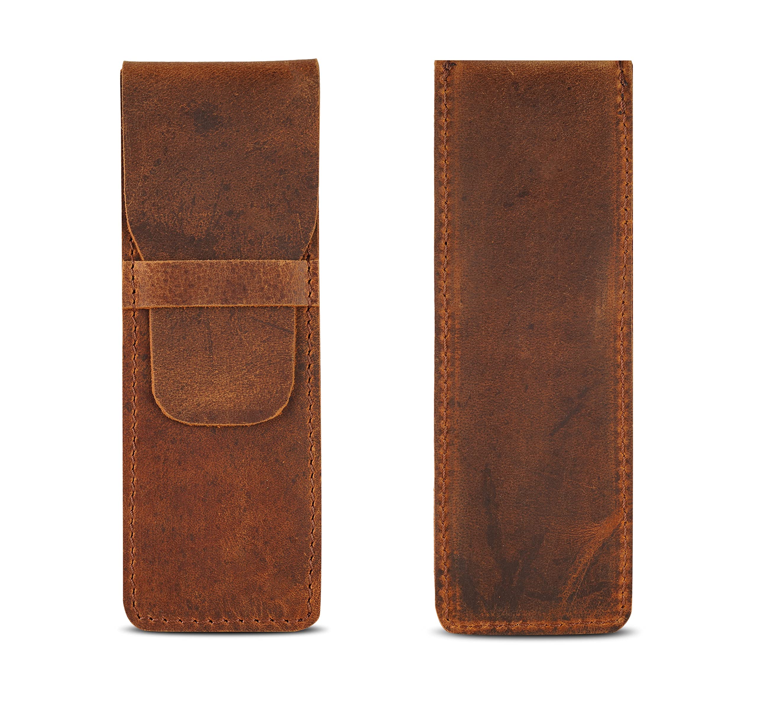 Mua Double Pen Case, Genuine Leather Pen and Pencil Case with Tuck in ...