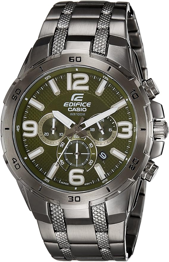 Casio Edifice For Men Green Dial Stainless Steel Band Chronograph Watch ...