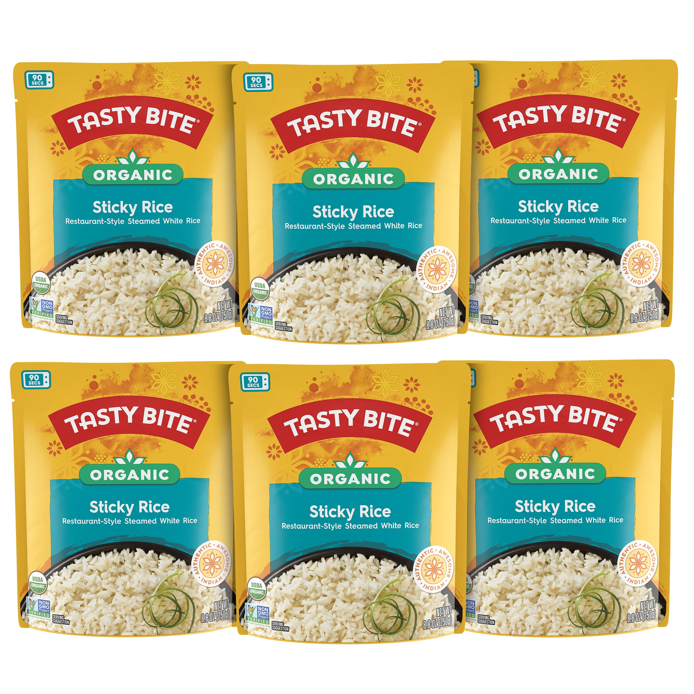 Tasty Bite Organic Sticky Rice, 8.8 Ounce, (Pack of 6), Ready to Eat ...