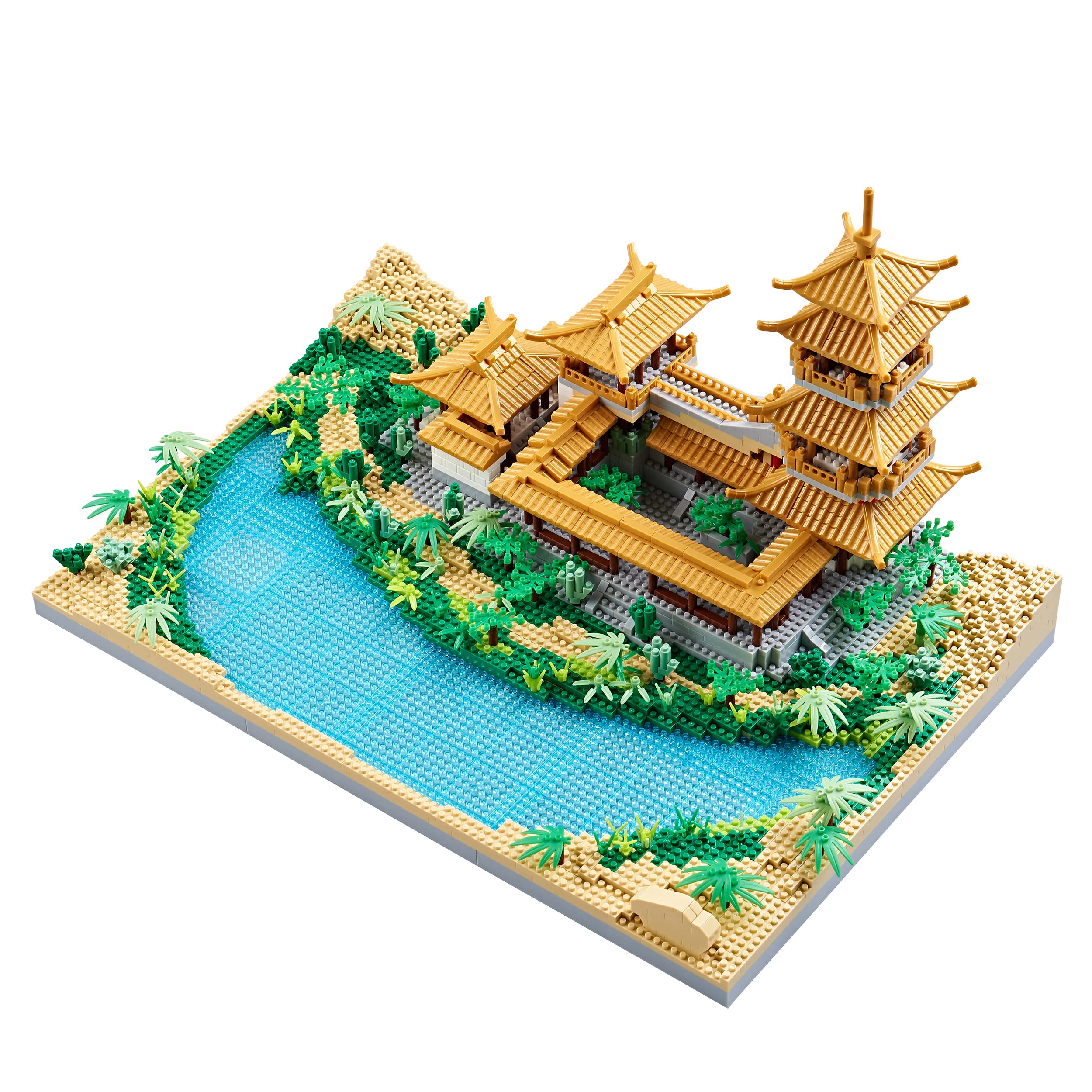 JXRLMB Micro Building Blocks Set for Adults Chinese Architecture Crescent Moon Spring Mini ...