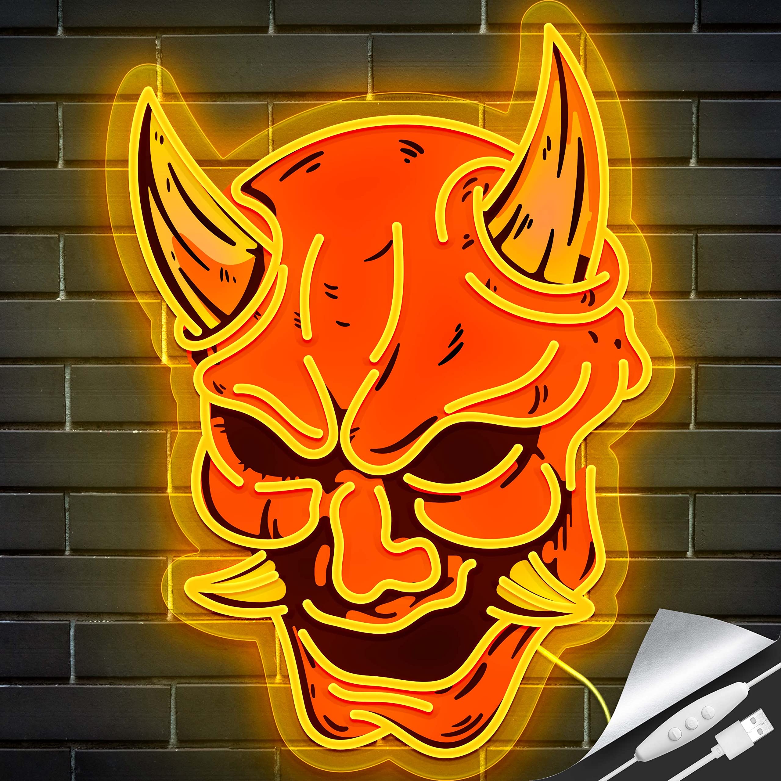 Hannya Mask Neon Sign for Game Room, Tattoo Shop, Tattoo Studio Decor ...