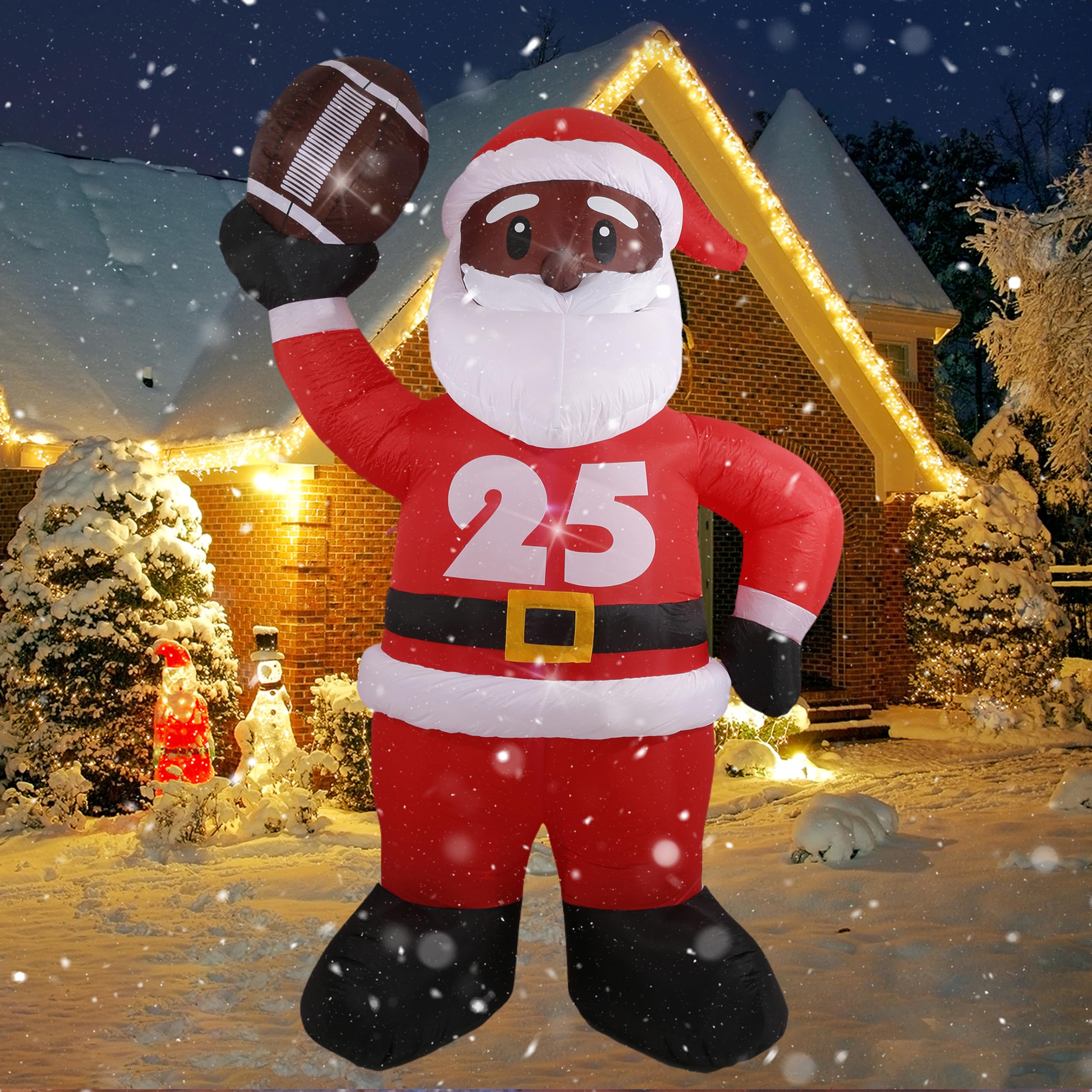 American Football 8FT Inflatable Black Santa Christmas Decorations ...