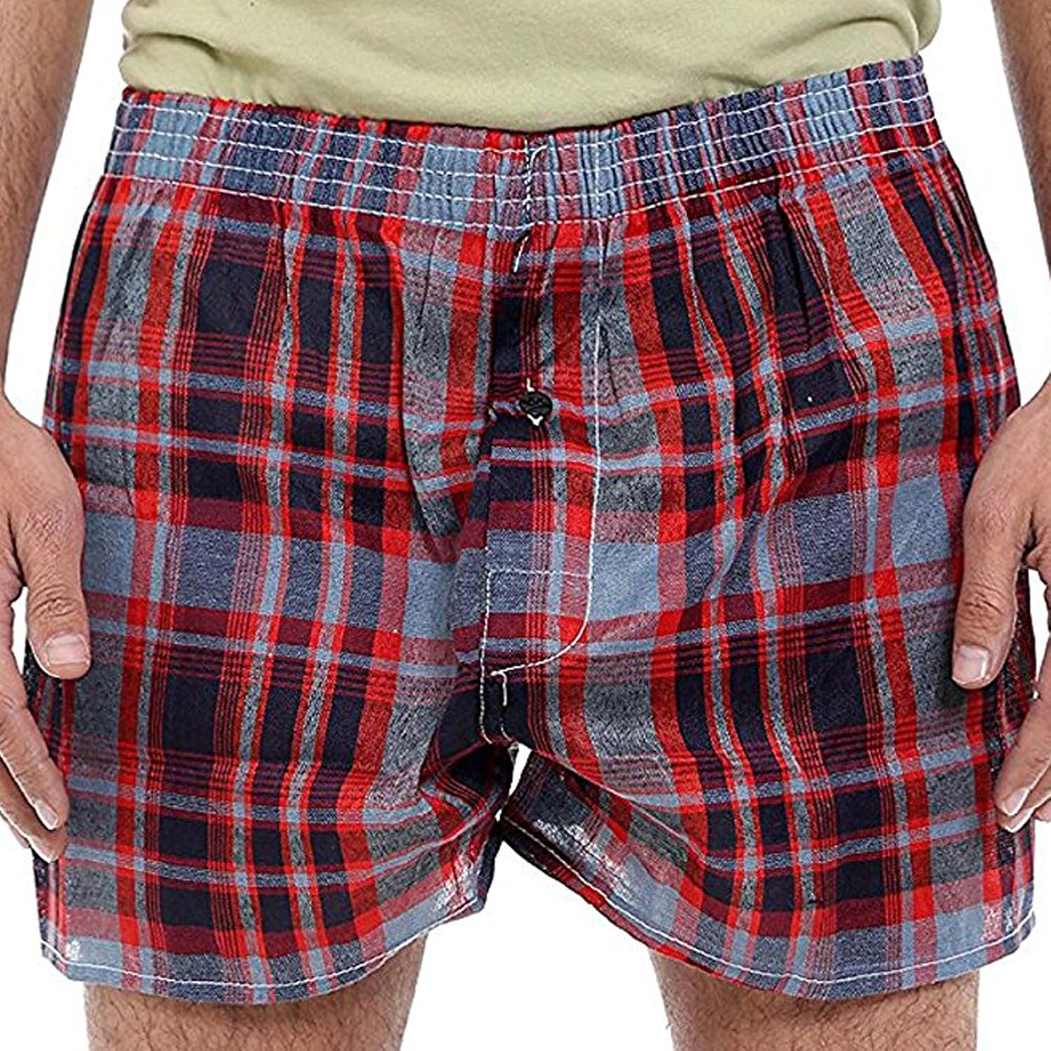 Get The Trend Men's Woven Check Boxer Multipack Loose Underwear Trunks ...
