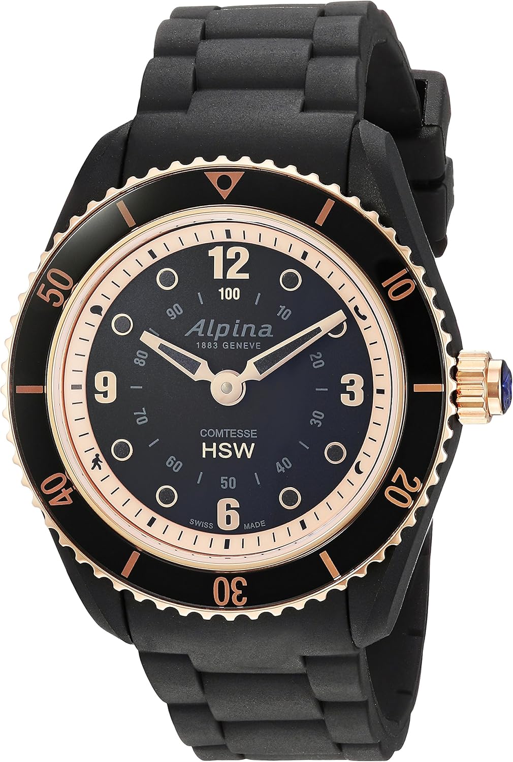 Alpina Women's Analog Swiss-Quartz Watch with Rubber Strap AL-281BY3V4 ...