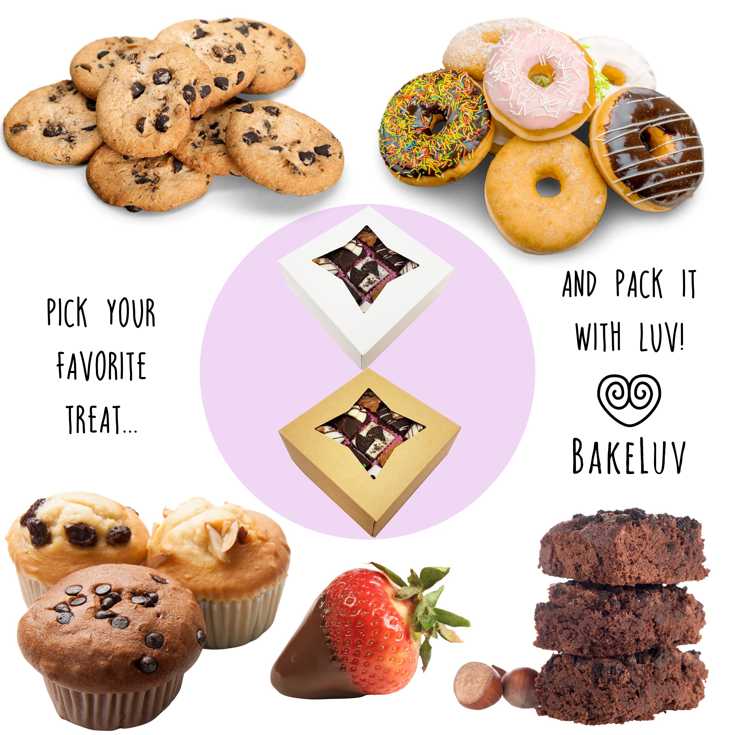 Mua BAKELUV 6x6 Cookie Boxes for Gift Giving | White, 25 PCS | Pastry ...