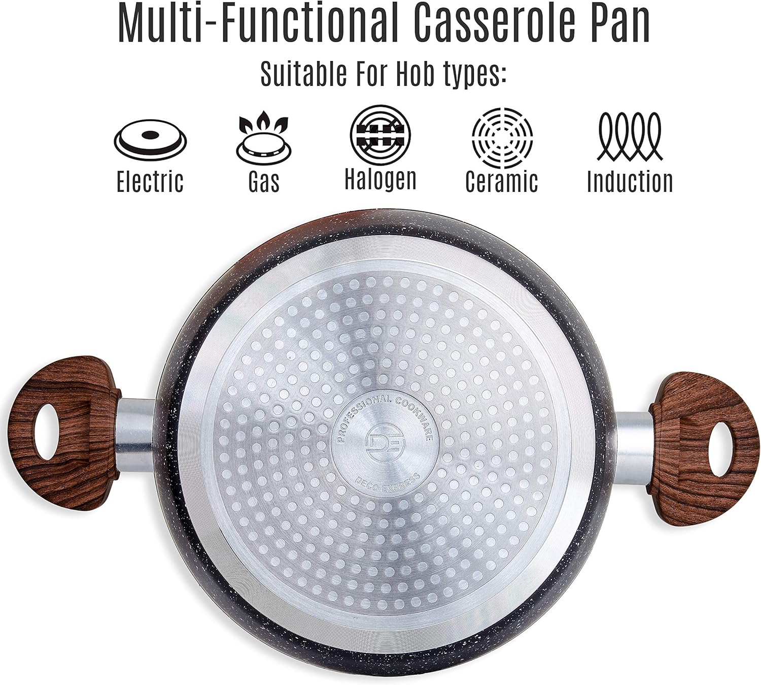 Deco Express Casserole Dishes with Lids, 24 cm Non Stick Casserole Pan ...