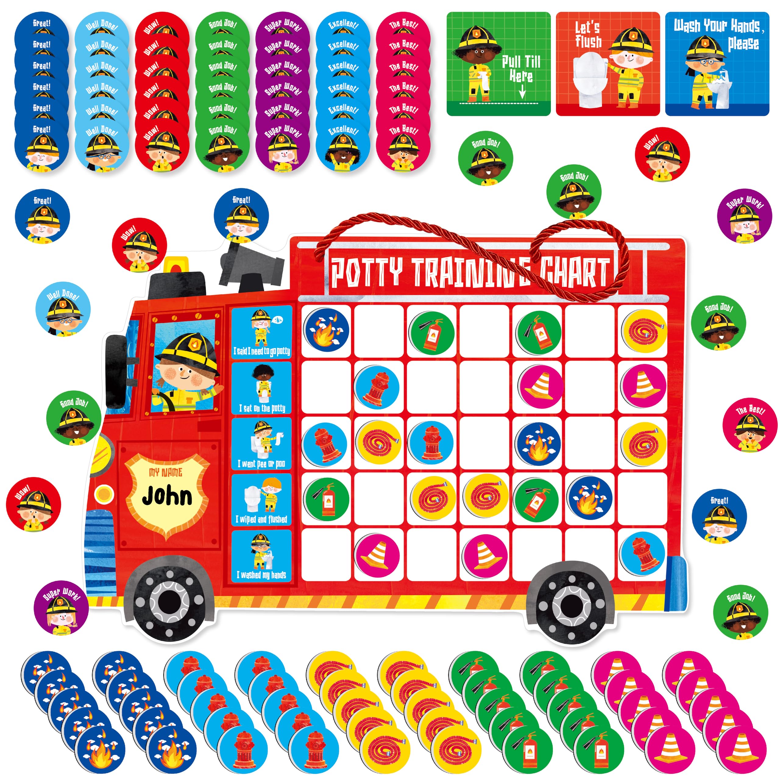 Magnetic Potty Training Chart, Fire Truck Reward Potty Training Chart ...