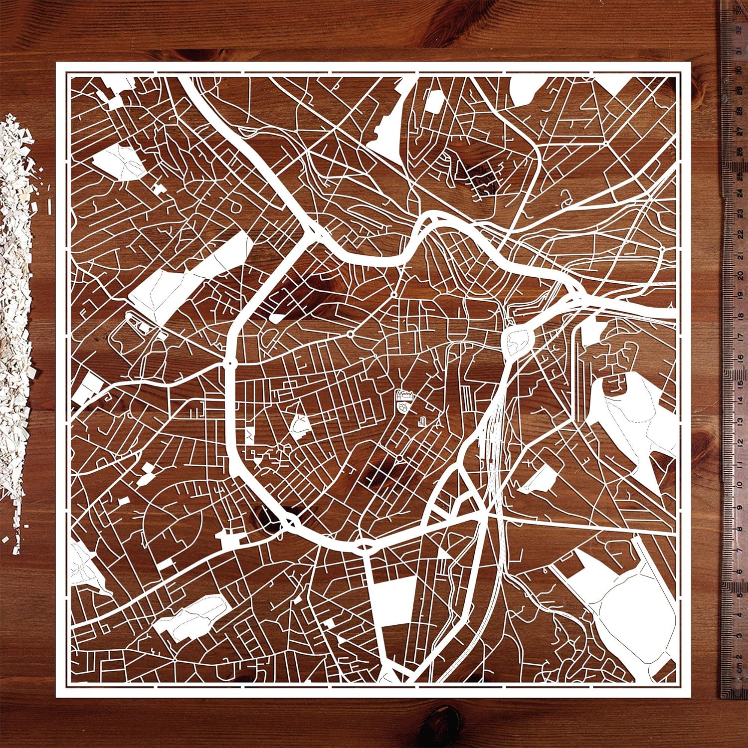 O3 DESIGN STUDIO Sheffield, England Paper Cut Map White 30×30 cm Paper ...