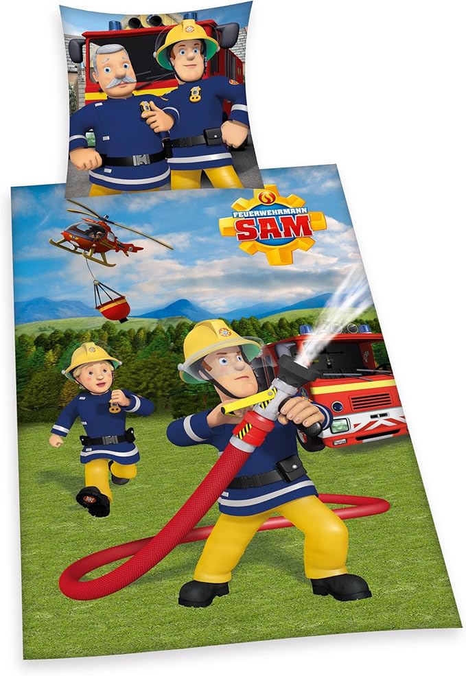 Fireman Sam Bed Linen, 100% Cotton, Multicoloured, 135 x 200 cm: Amazon ...