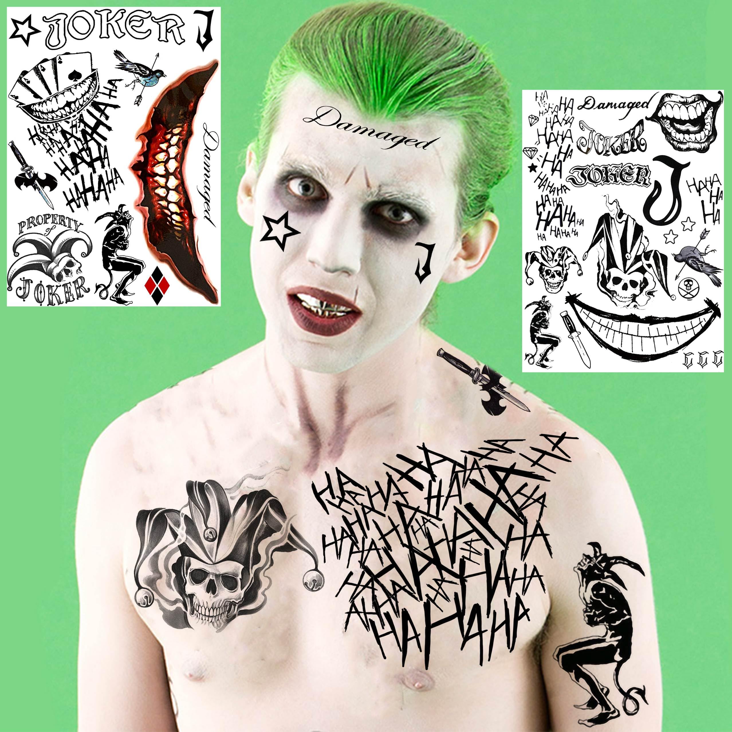Mua TASROI 5 Sheets 3D Joker Tattoos Hand Face Halloween Makeup Kit ...