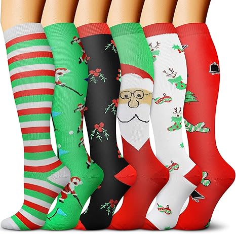 CHARMKING Merry Christmas Compression Socks 15-20 mmHg is BEST ...