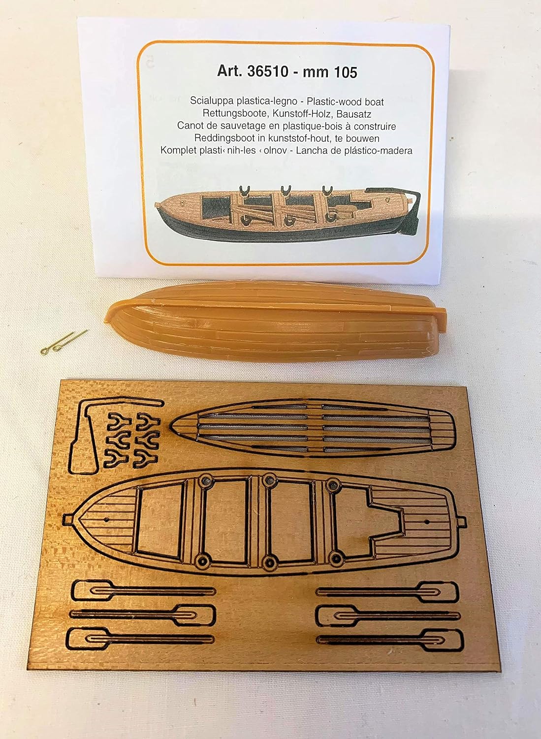 Miniature Model Rowing Boat Kit – Plastic Hull and Wooden Deck – 105mm ...