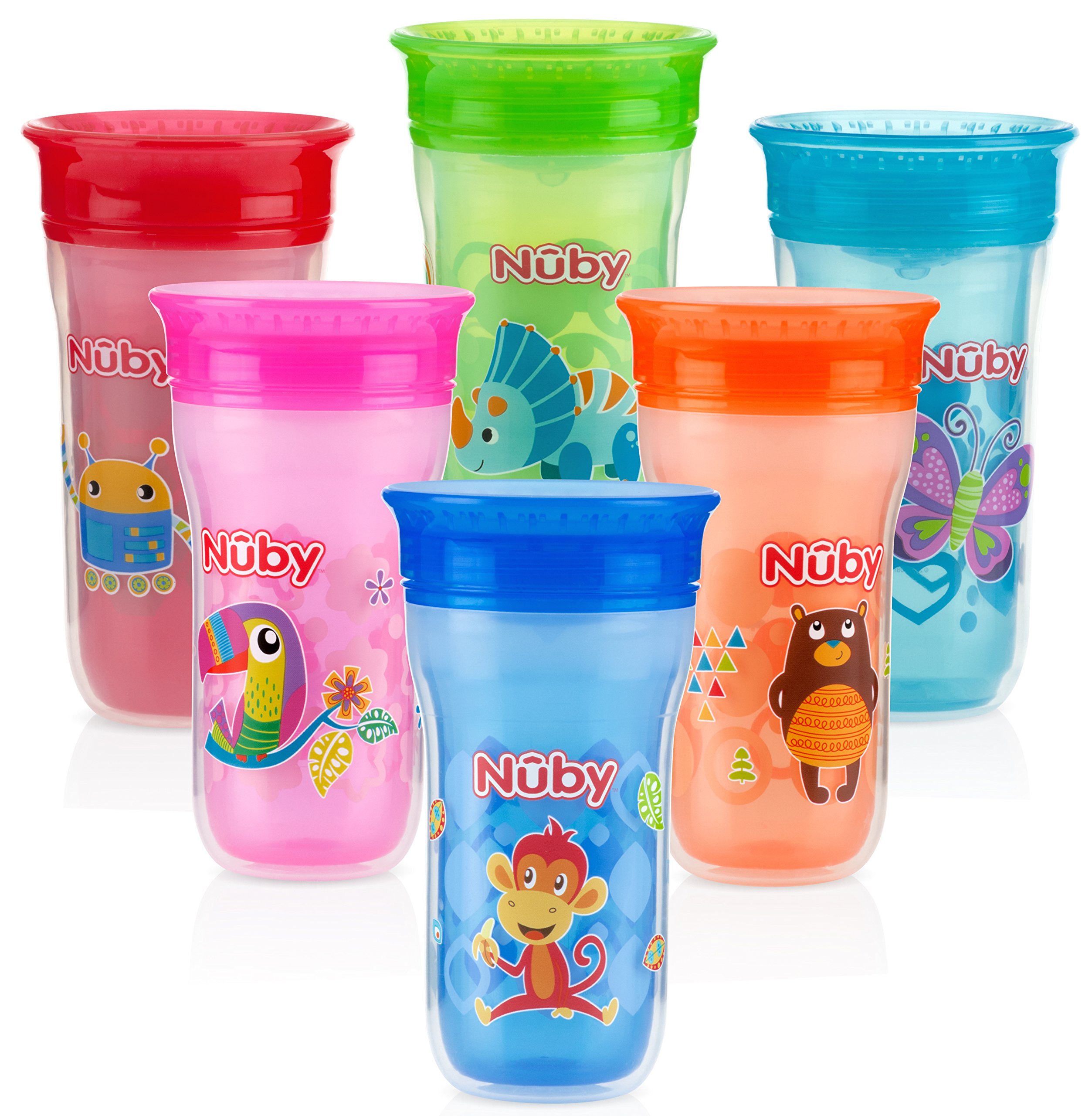 Amazon.com : Nuby 2pk No Spill 360 Degree Printed Wonder Cup - Colors May Vary : Baby