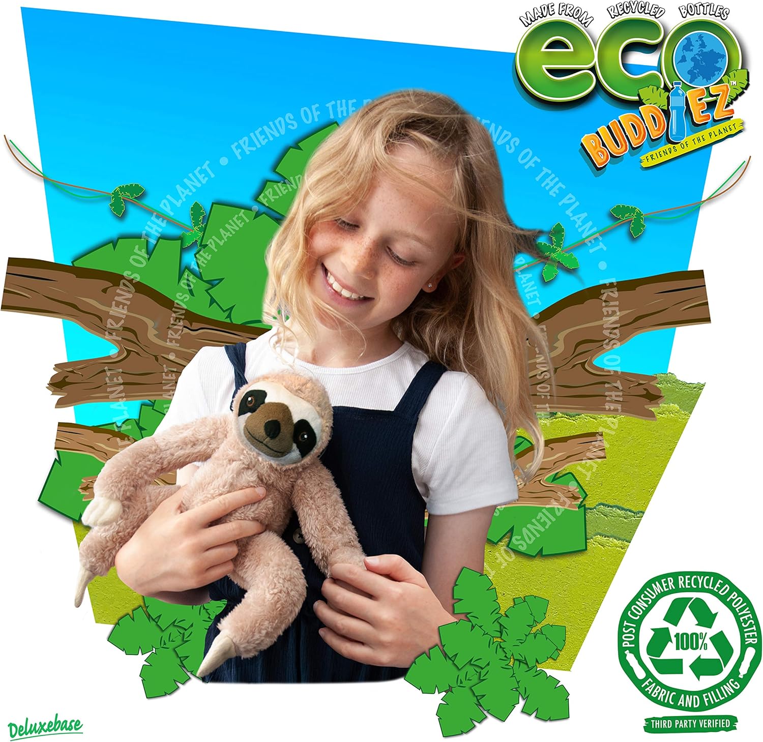 EcoBuddiez – Sloth from Deluxebase. Medium 20cm Soft Plush Animals made ...