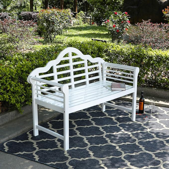 Amazon.com: PHI VILLA Outdoor Garden Bench, 53”L Acacia Wood Bench with ...