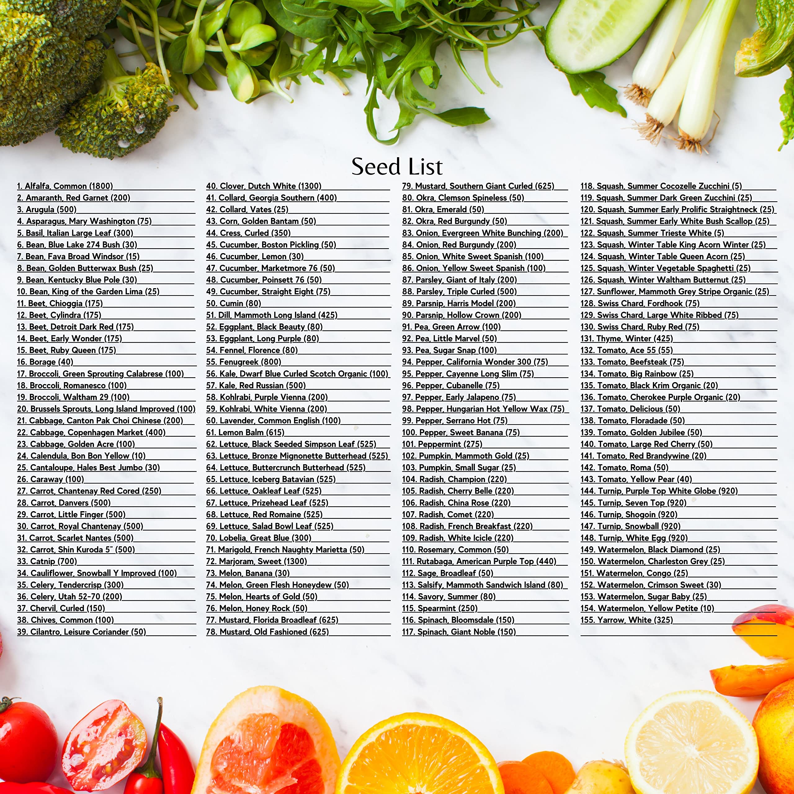 Survival Seed Kit #1 Largest Variety Heirloom Seed Collection - 155 Varieties - (Over 35,000 ...