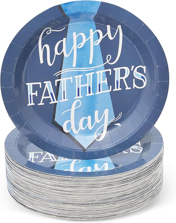 Amazon.com: Happy Fathers Day Decorations, 9 Inch Paper Plates (Blue ...