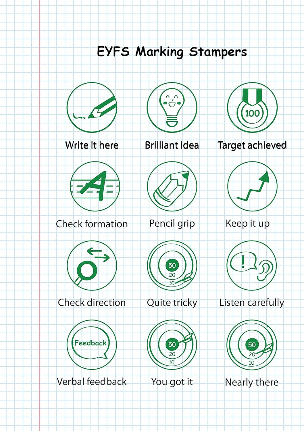 C.S. Kids SP03 Reward Stampers Set, 20mm Self-Inking, Marking Stampers ...