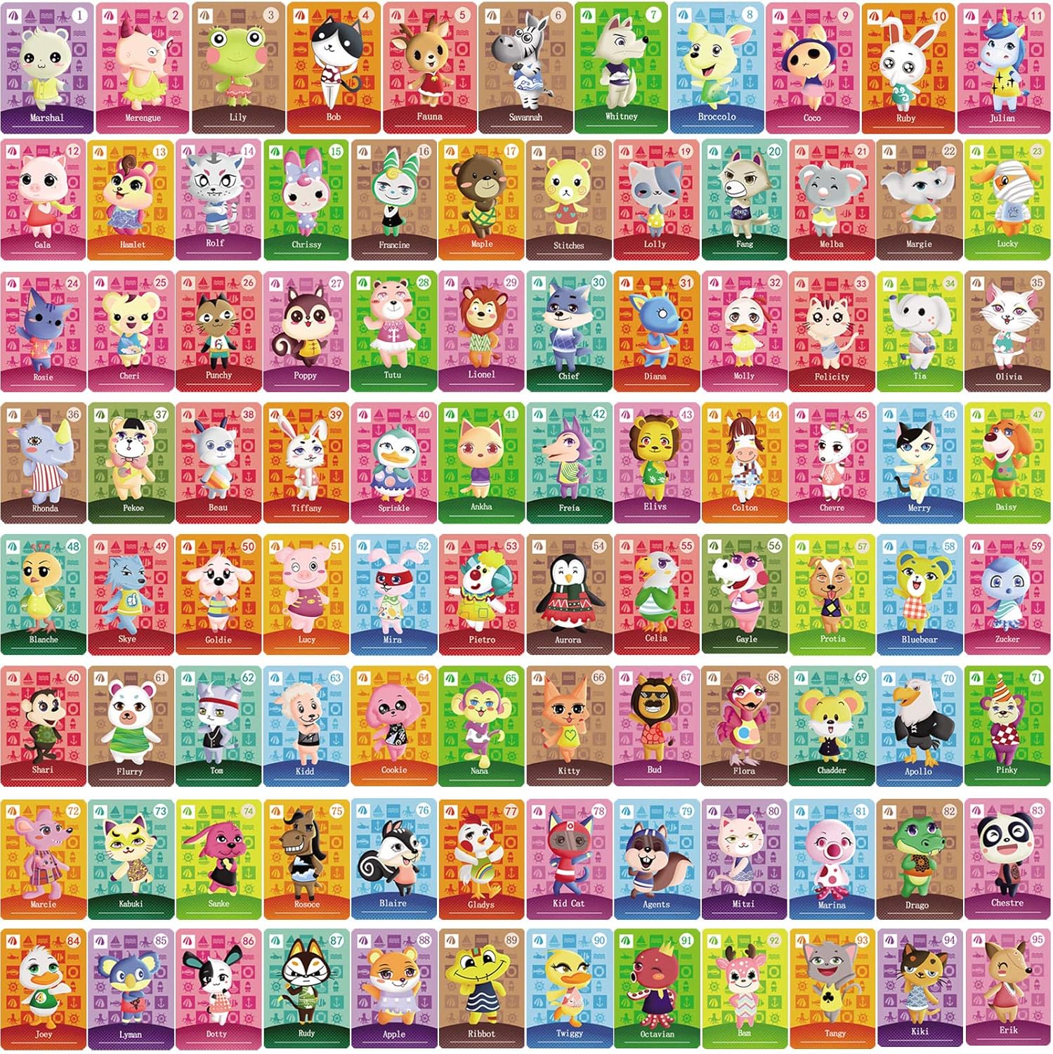 TPLGO 95 Pcs ACNH NFC Tag Mini Game Rare Character Villager Cards for ...