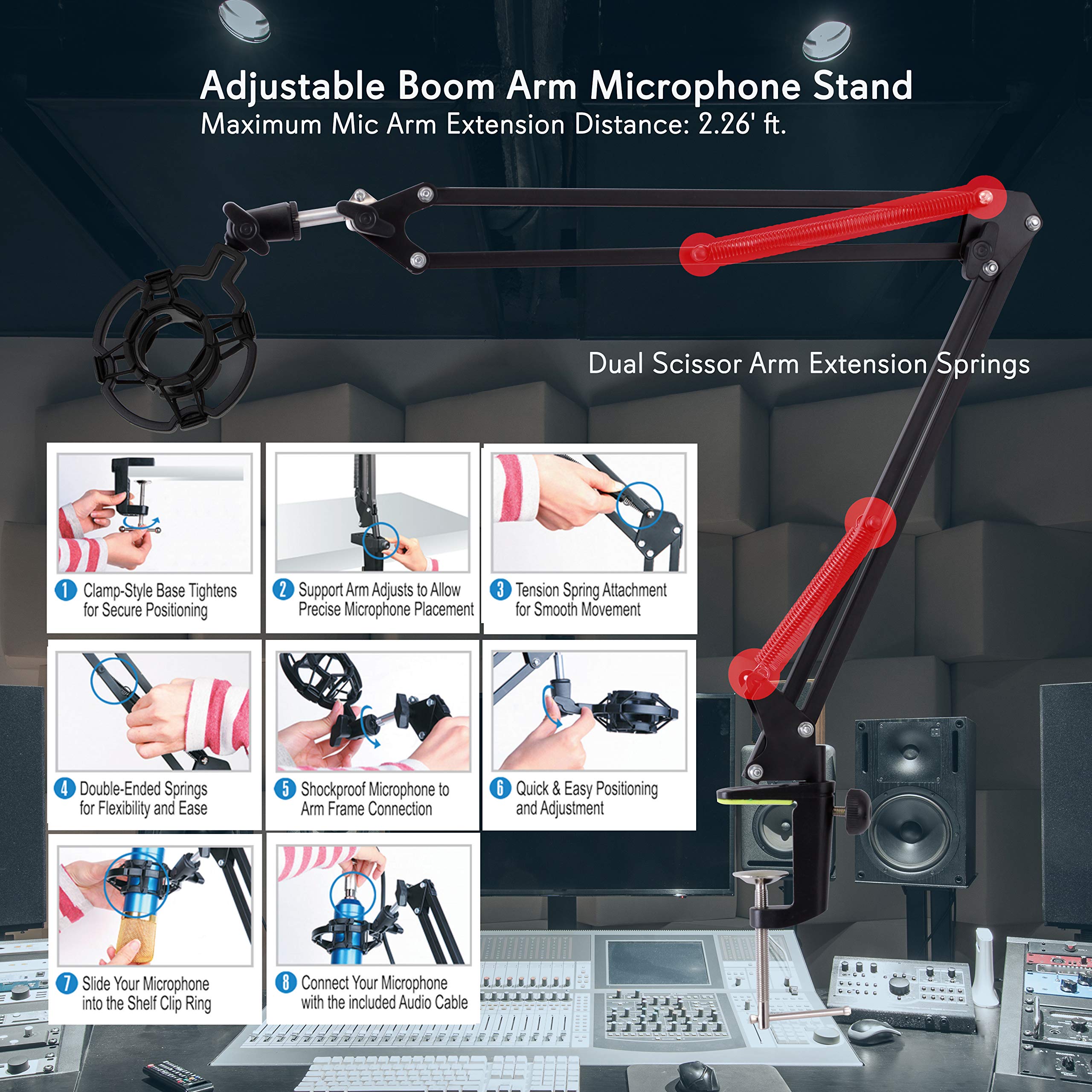 Mua Pyle Suspension Microphone Boom Stand, Simple Clamp-Style ...