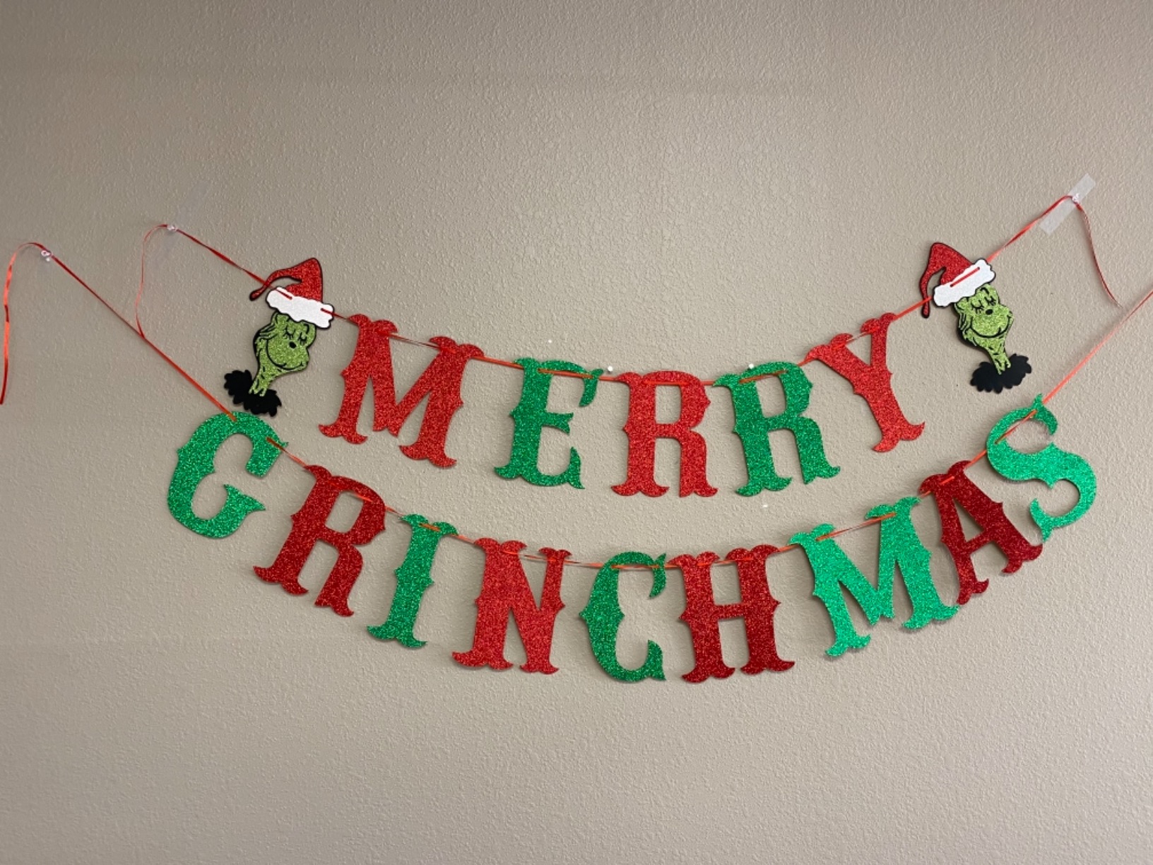 $3/mo - Finance Glitter Merry Grinchmas Banner Red and Green Glitter ...
