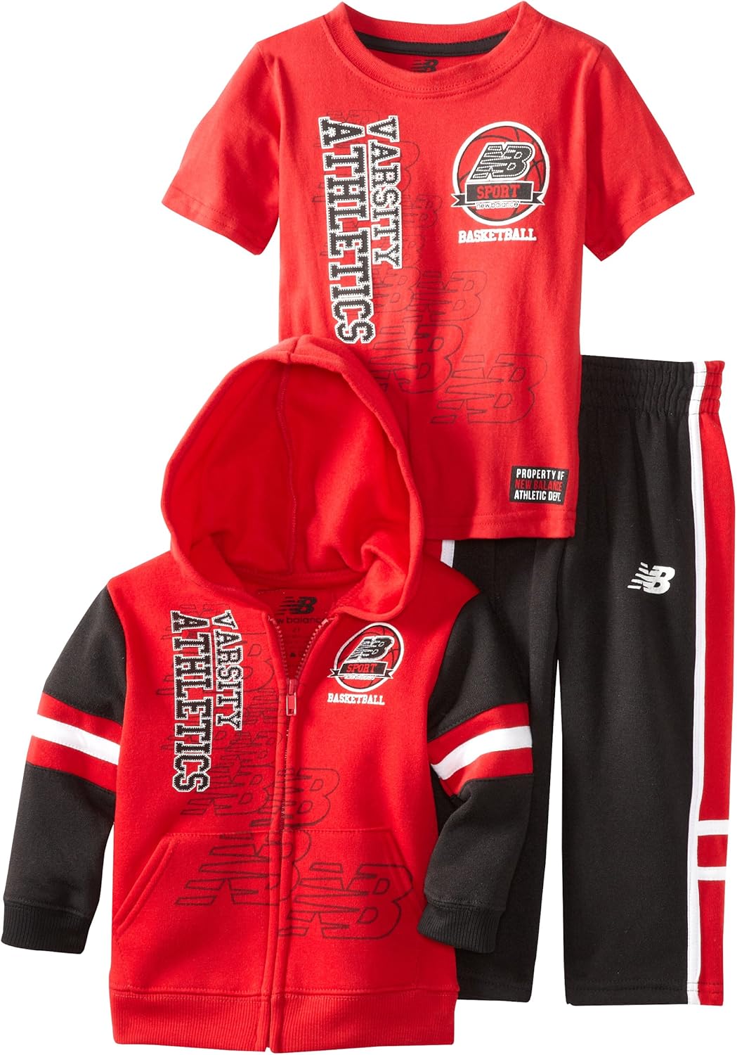 Amazon.com: New Balance Little Boys' 3 Piece Sport Set, Black/Red, 3T ...