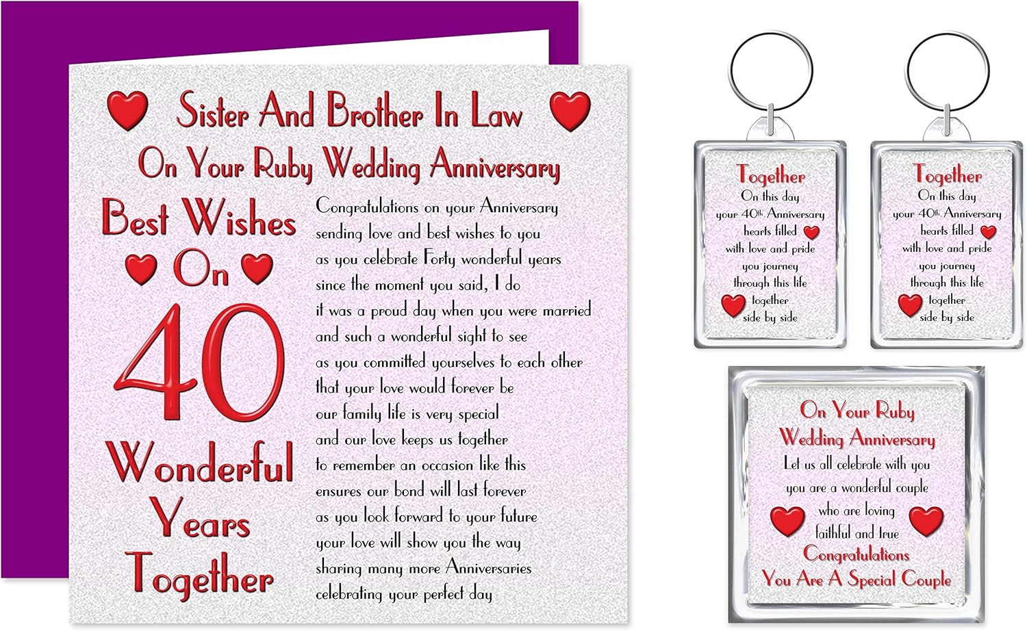 Sister Brother In Law 40th Wedding Anniversary Gift Set Card 2 sister-brother-in-law-40th-wedding-anniversary-gift-set-card-2