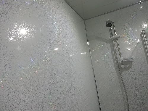 4 White Sparkle Diamond Effect PVC Bathroom Cladding Shower Wall Panels: Amazon.co.uk: DIY & Tools