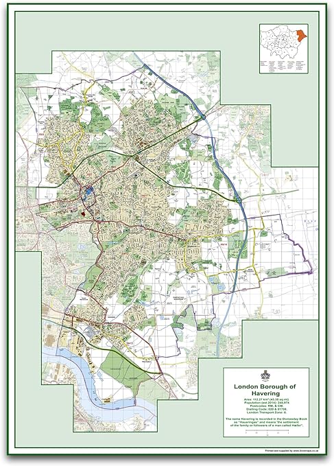 London Borough of Havering Map - Size 84.1 x 118.9 cm: Amazon.co.uk ...