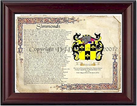 Amazon.com: Simmonds Coat of Arms/ Family Crest on Fine Paper and ...