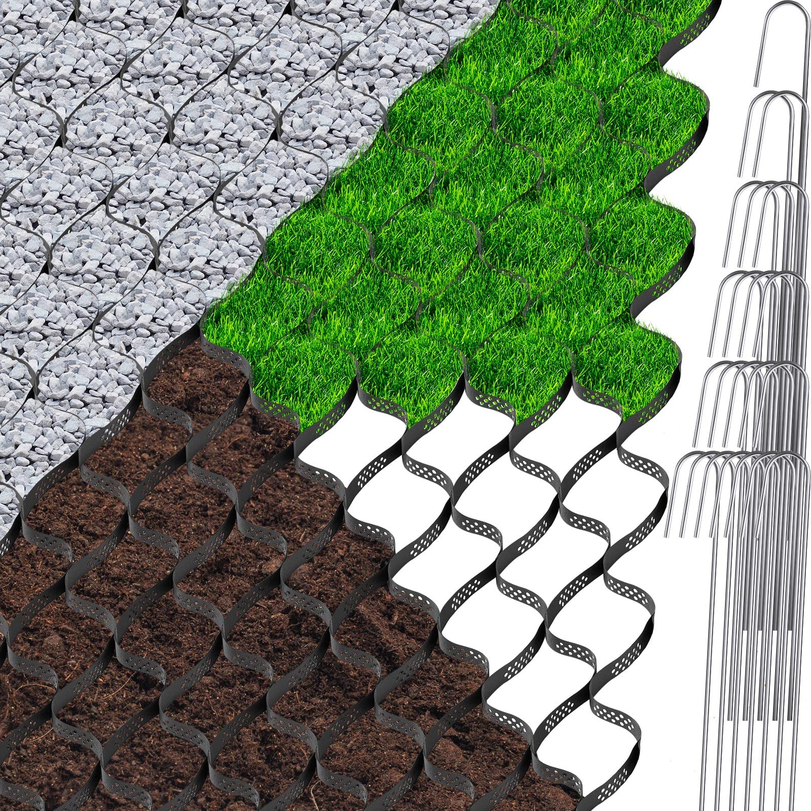 Mua Therwen 9x17 ft Gravel Grid 2 Inch Depth Gravel Ground ...