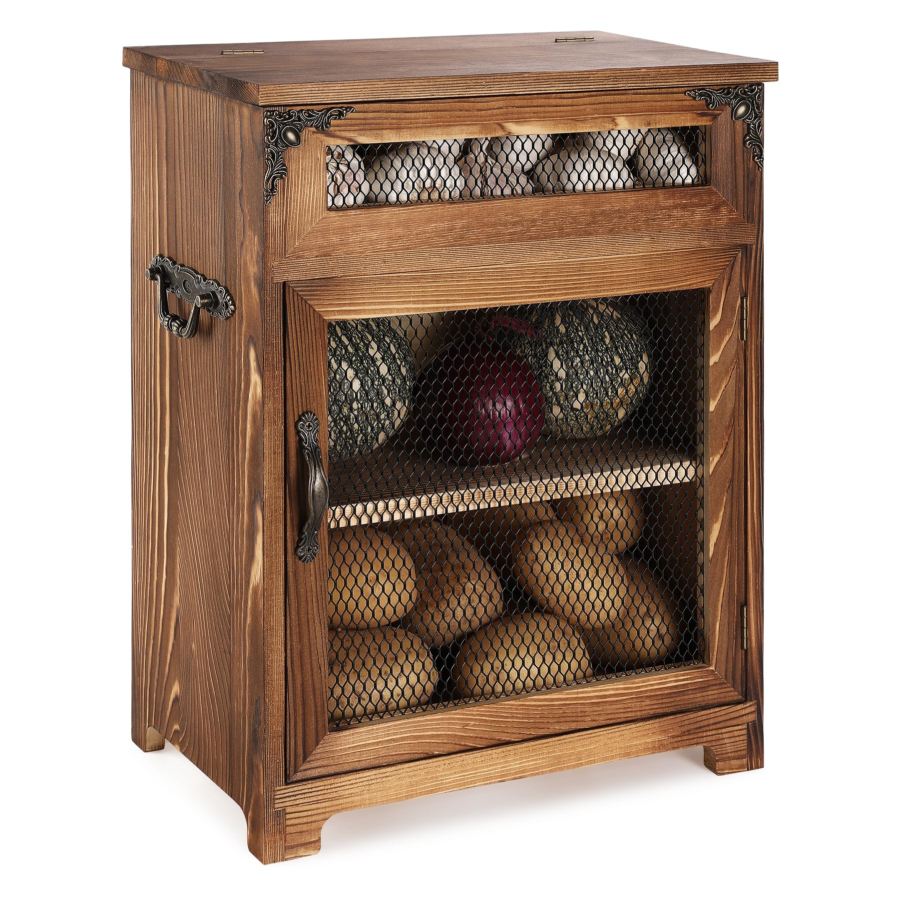 Wooden Potato and Onion Storage Bin - Potato Onion & Garlic Storage Box ...