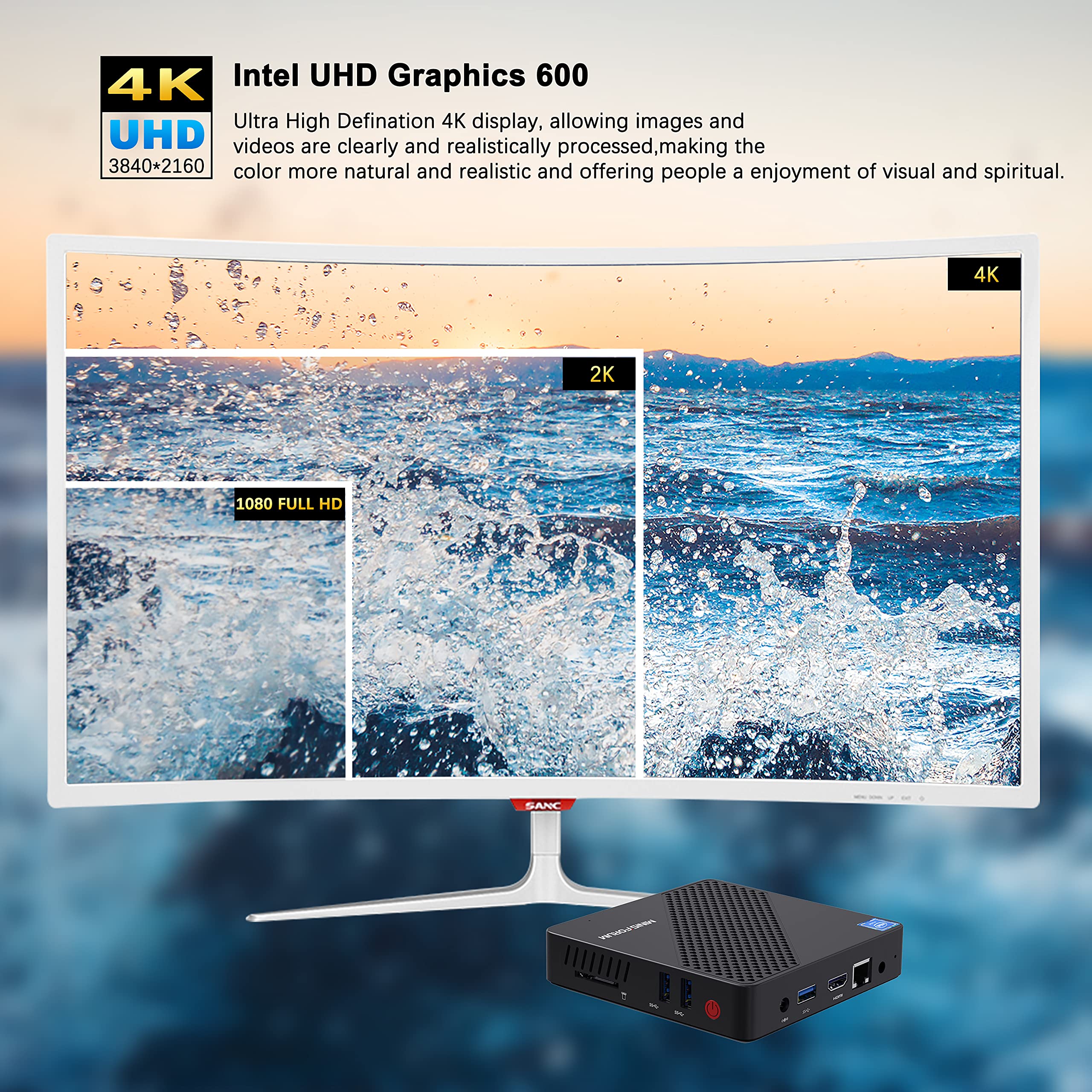MINISFORUM N40 Mini PC UHD 4K@60Hz Celeron N4020(up To 2.8GHz) Fanless ...
