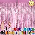 Amazon.com: Glitter Pink Party Streamers 2Pack Glitter Foil Fringe ...