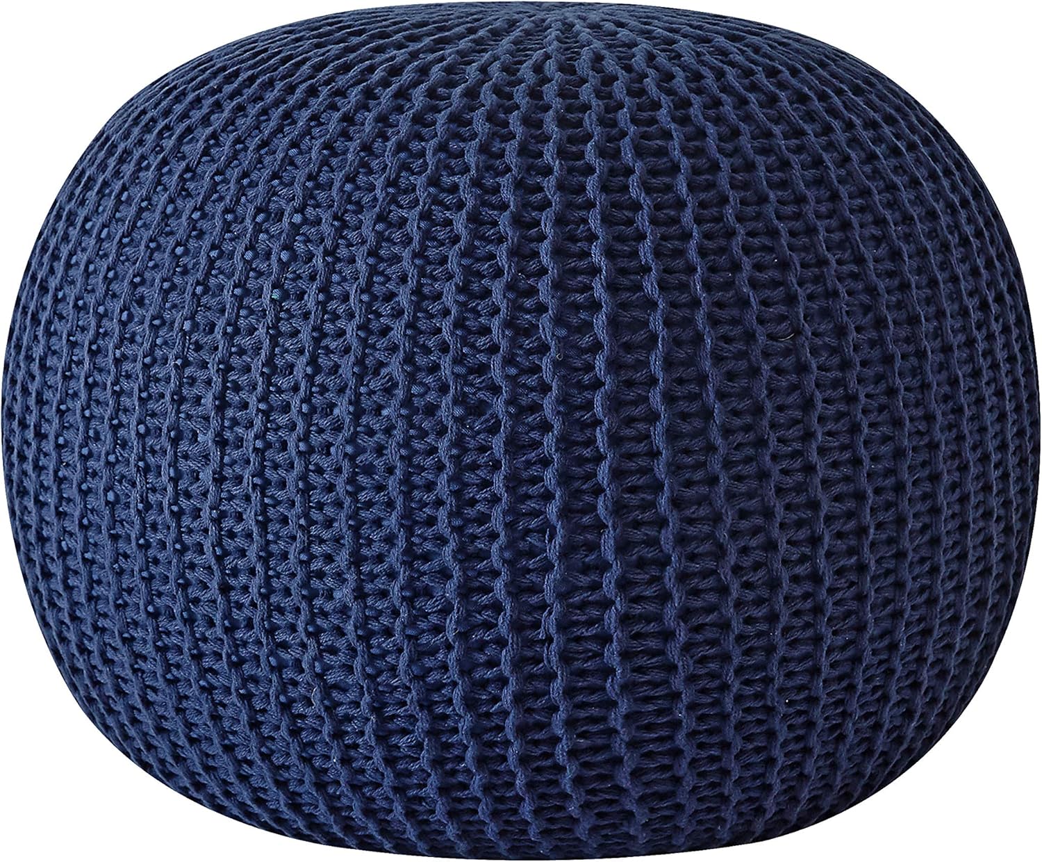 Amazon.com: Urban Shop Round Knit Pouf - Hand Woven Cotton, Navy ...