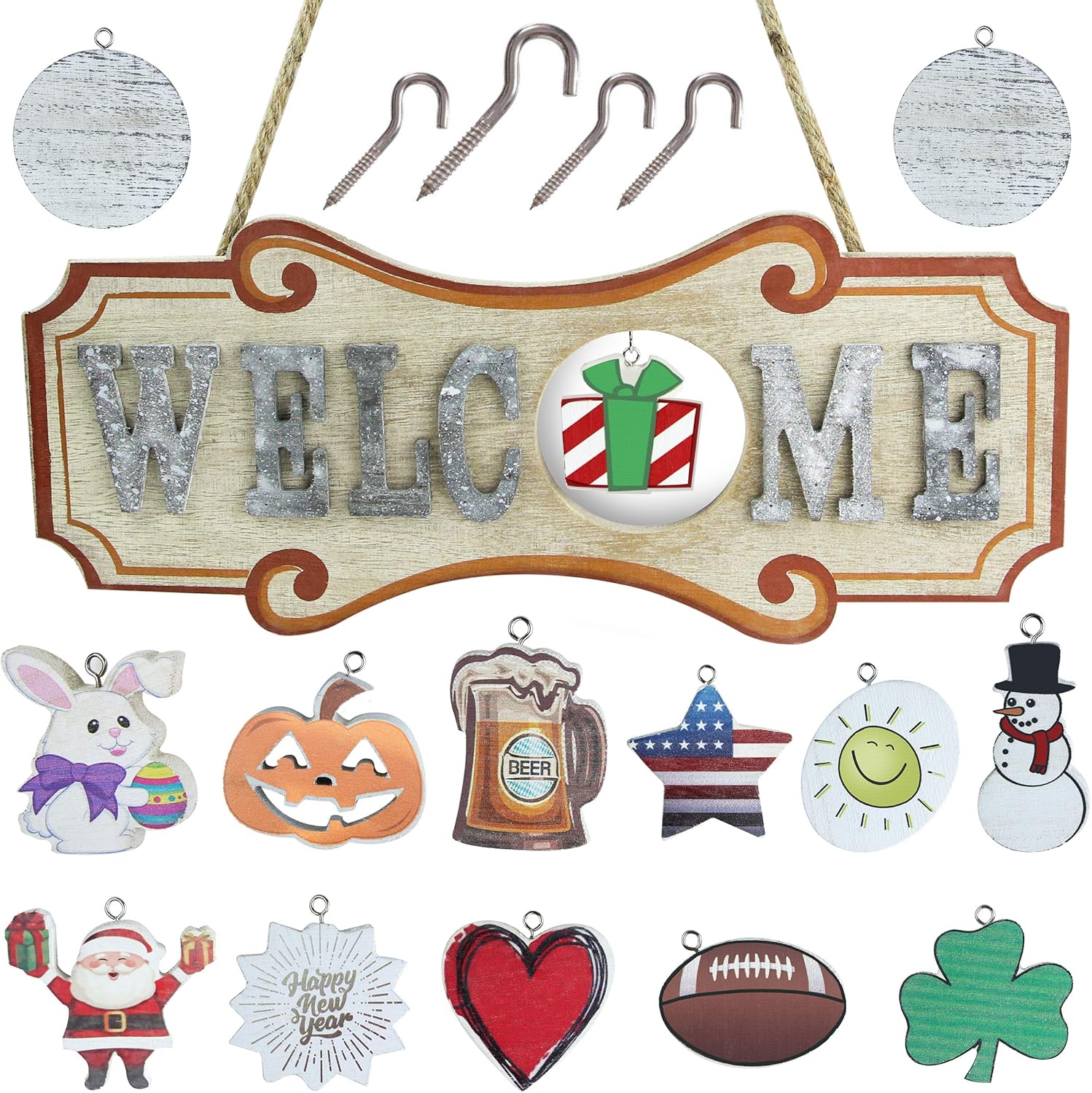 Amazon.com: Signcrafter Wooden Interchangeable Welcome Sign: 12 Unique ...