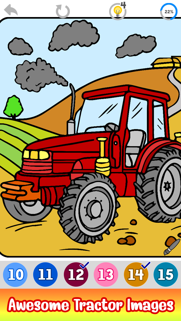 Tractors Color By Number - Vehicles Coloring Book : Amazon.es: Apps y ...