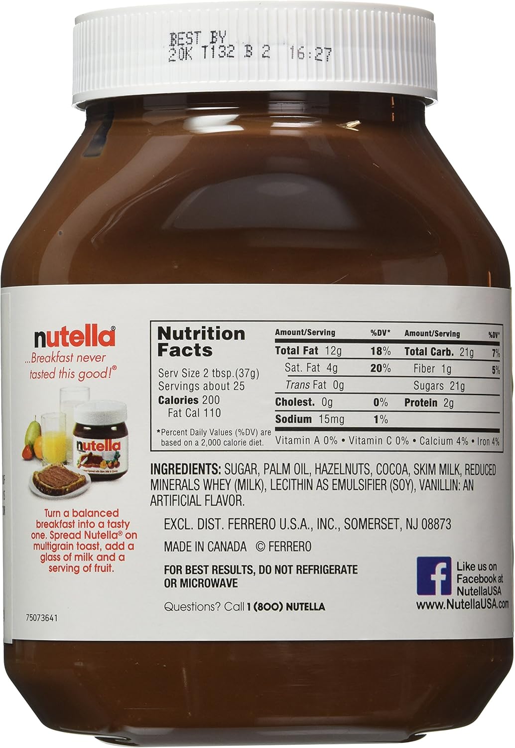 Nutella Nutrition Facts Canada | Blog Dandk