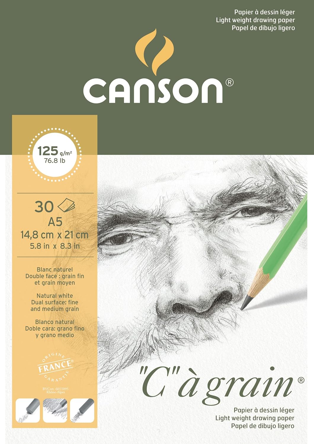 Canson C a Grain 125gsm Lightweight drawing paper, fine grain texture ...