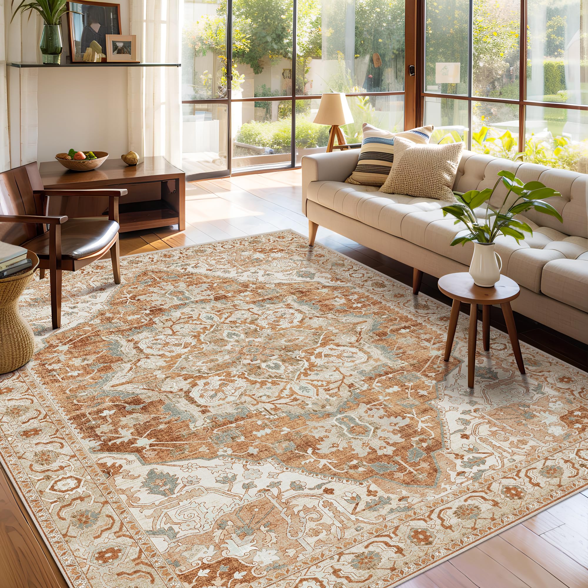 Boho Tribal Area Rug 5x7 Vintage Rug Bohemian Washable Large Living ...