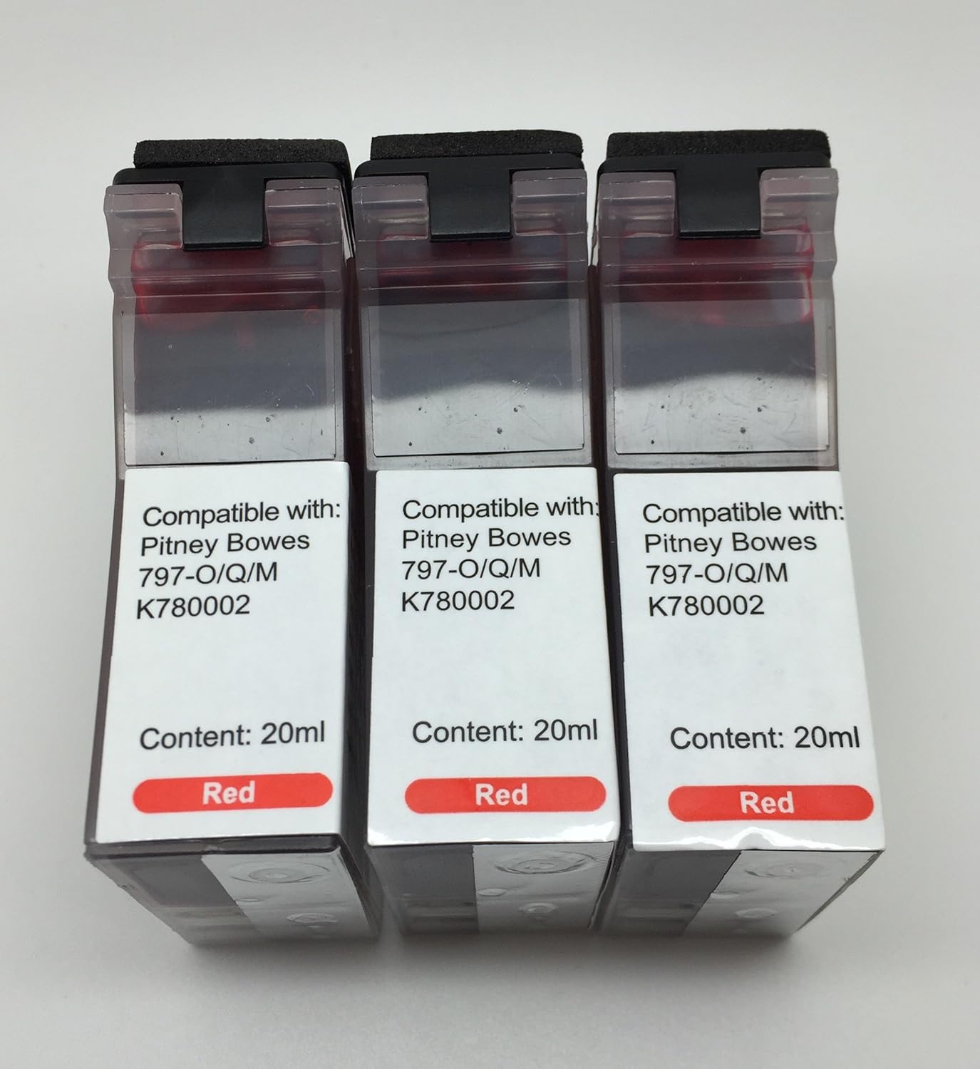 3 x Pitney Bowes 797-0 RED Compatible Ink Cartridge for Pitney Bowes ...