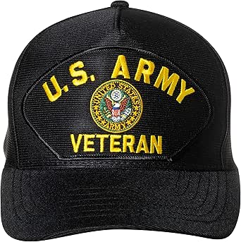 United States Army Veteran Emblem Patch Hat Black Baseball Cap at ...