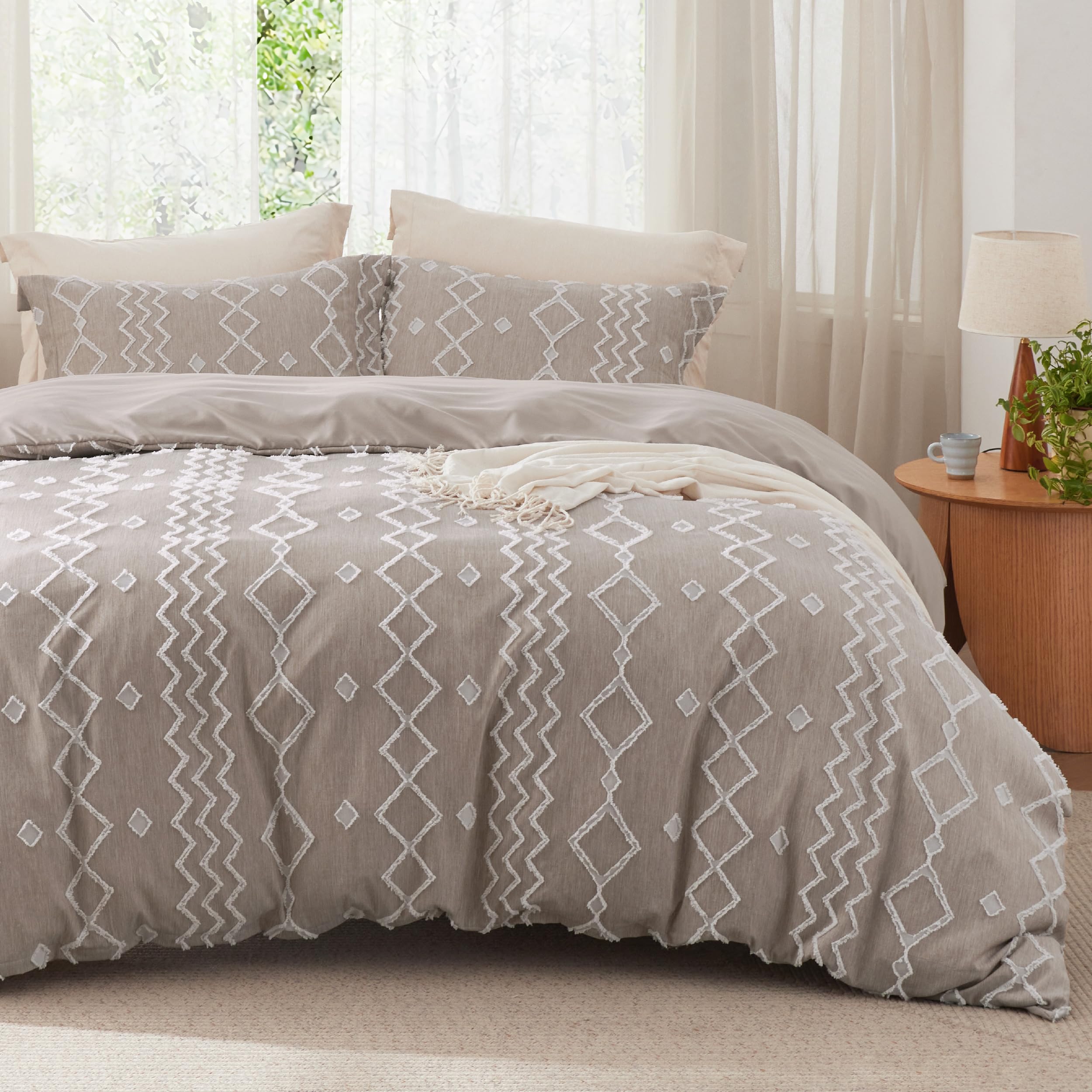 Bedsure Boho Duvet Cover King - Cationic Dyed Tufted King Size Duvet ...